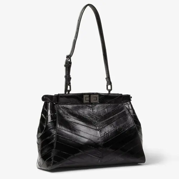 Fendi My Peekaboo Medium Black Inlaid Hagfish Leather Bag